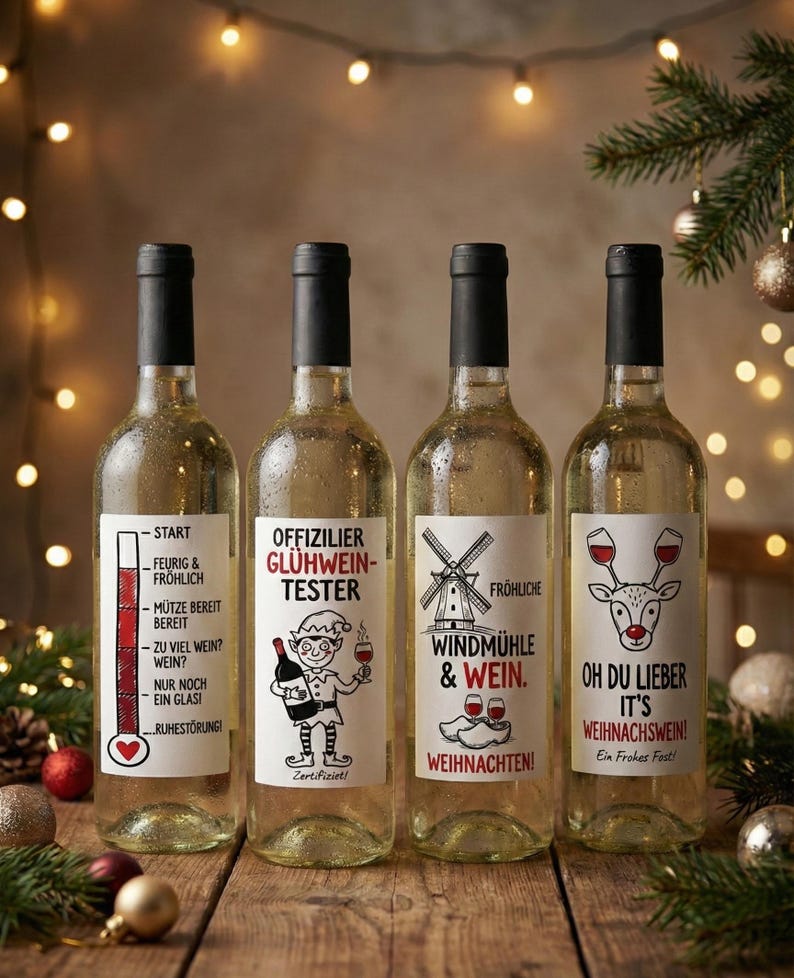 Funny Christmas Wine Labels • Secret Santa Gift for Colleagues ...