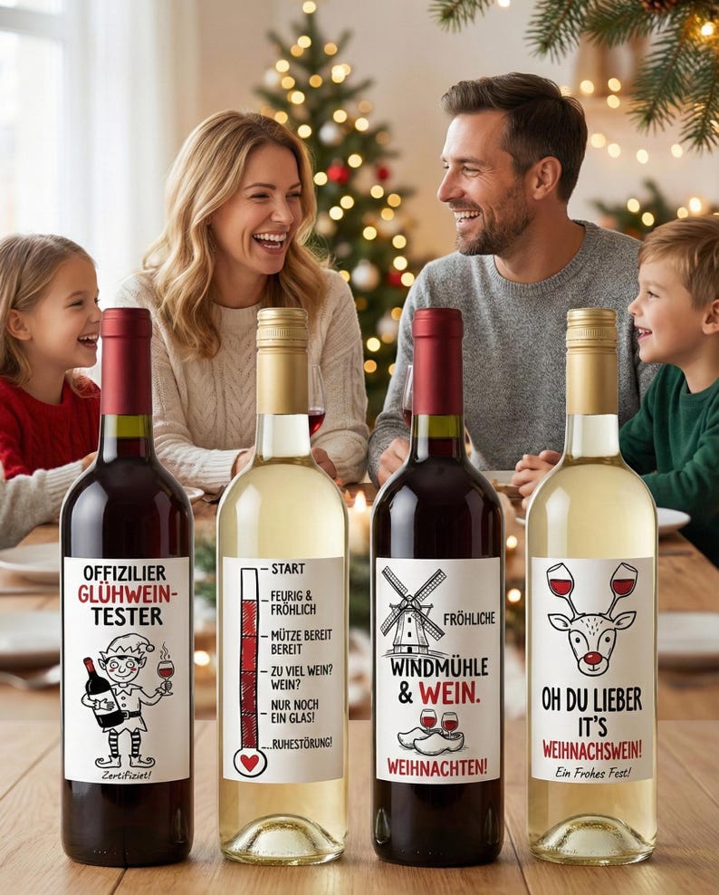 Funny Christmas Wine Labels • Secret Santa Gift for Colleagues ...