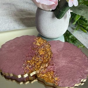 Pink Coaster/pink Resin Coaster/pink Geode Coaster/hostess Gift/pink ...
