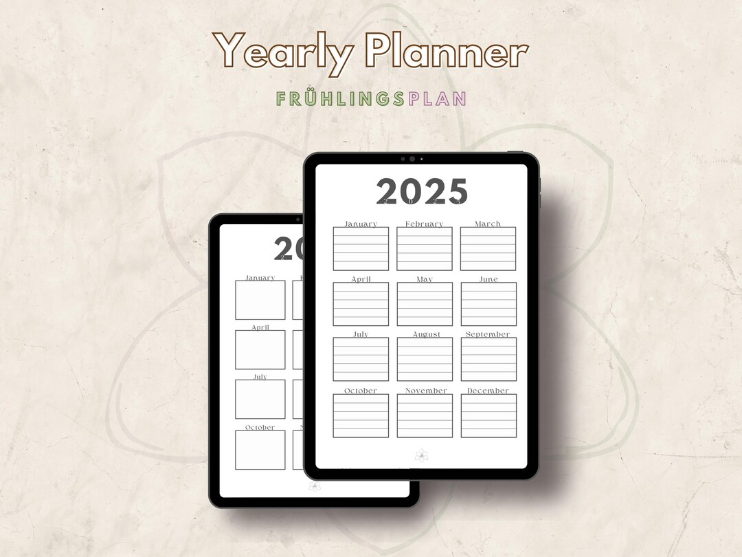 Digital Yearly Planner/overview 2025 | English | Fillable PDF ...
