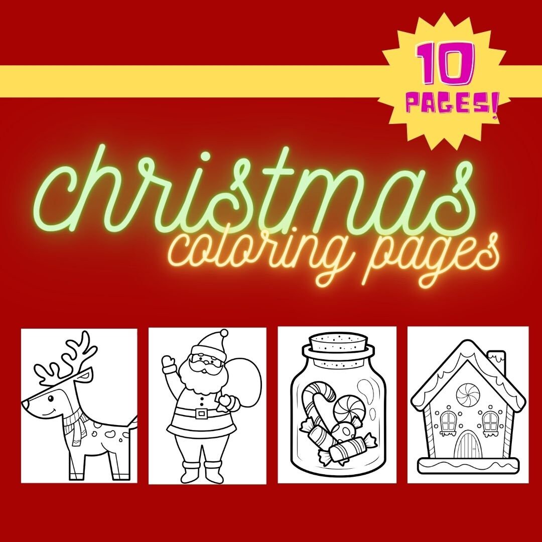 10 Christmas Coloring Pages, Christmas Printables, Christmas Games ...