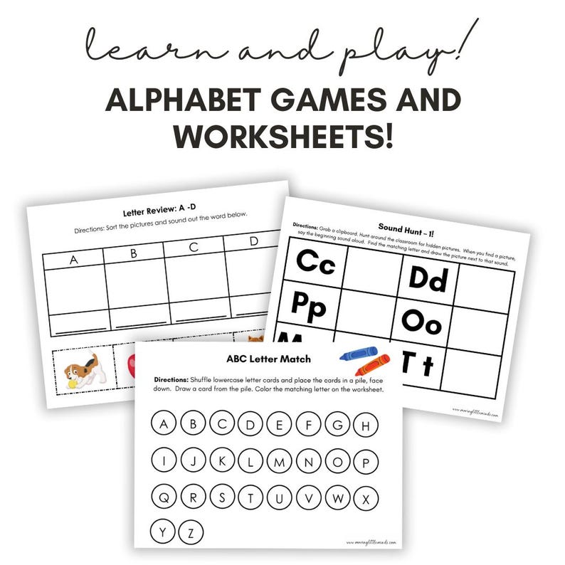 Alphabet Worksheets and Games Bundle - Etsy