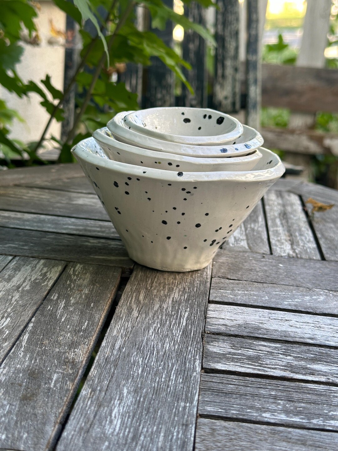 Cow Print/dalmatian Nesting Bowls - Set of Four - Stoneware Clay - Etsy