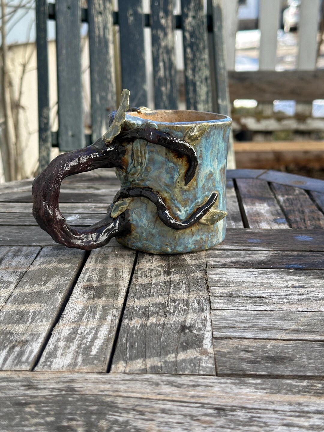 Tree Branch Handle Mug - Stoneware Clay - 1 of 1 Hand-built Mug - Etsy