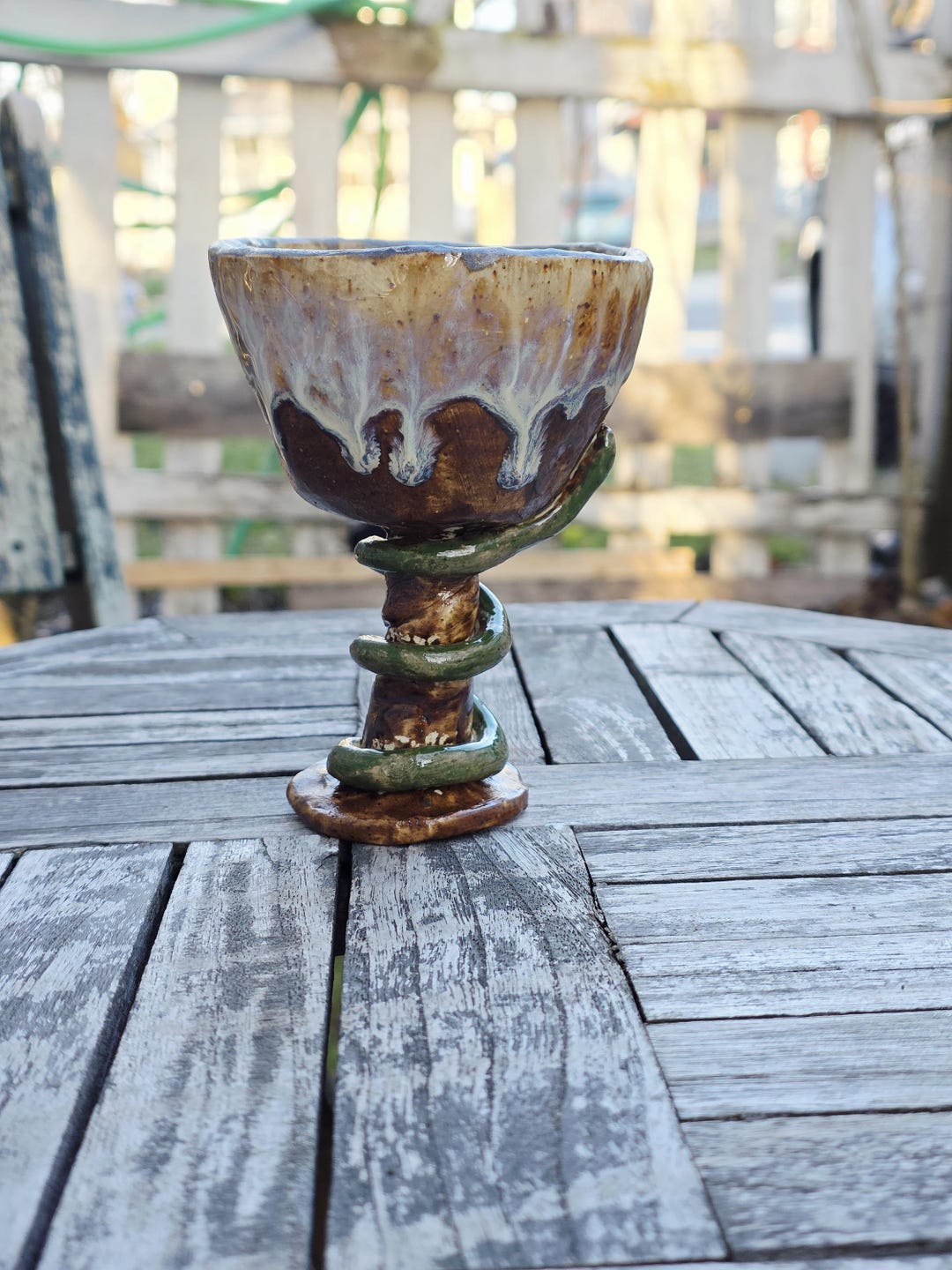 Twisted Snake Handmade Goblet - Handmade Stemware Goblet - Stoneware ...