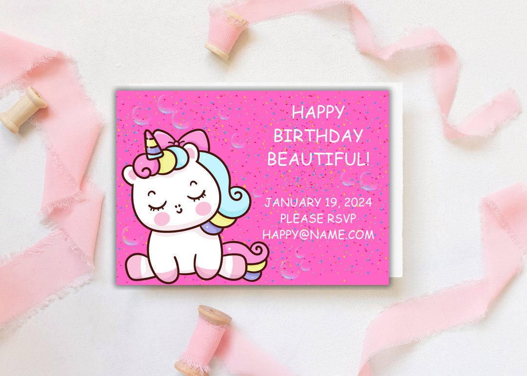 Cute Unicorn Invitation - Etsy