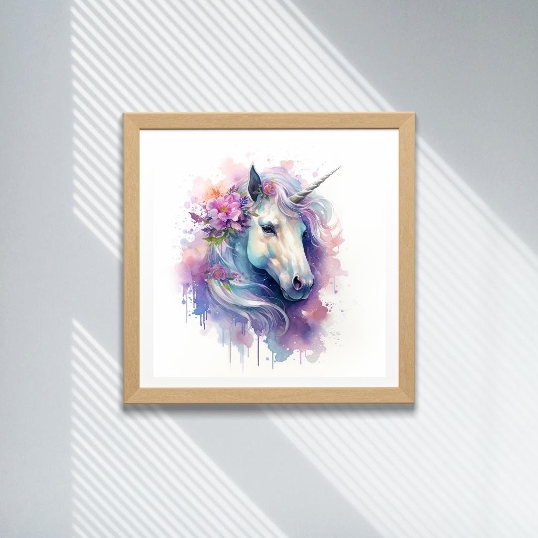 Watercolor Unicorn Clipart Nursery Decor Wall Art Cute Animal ...