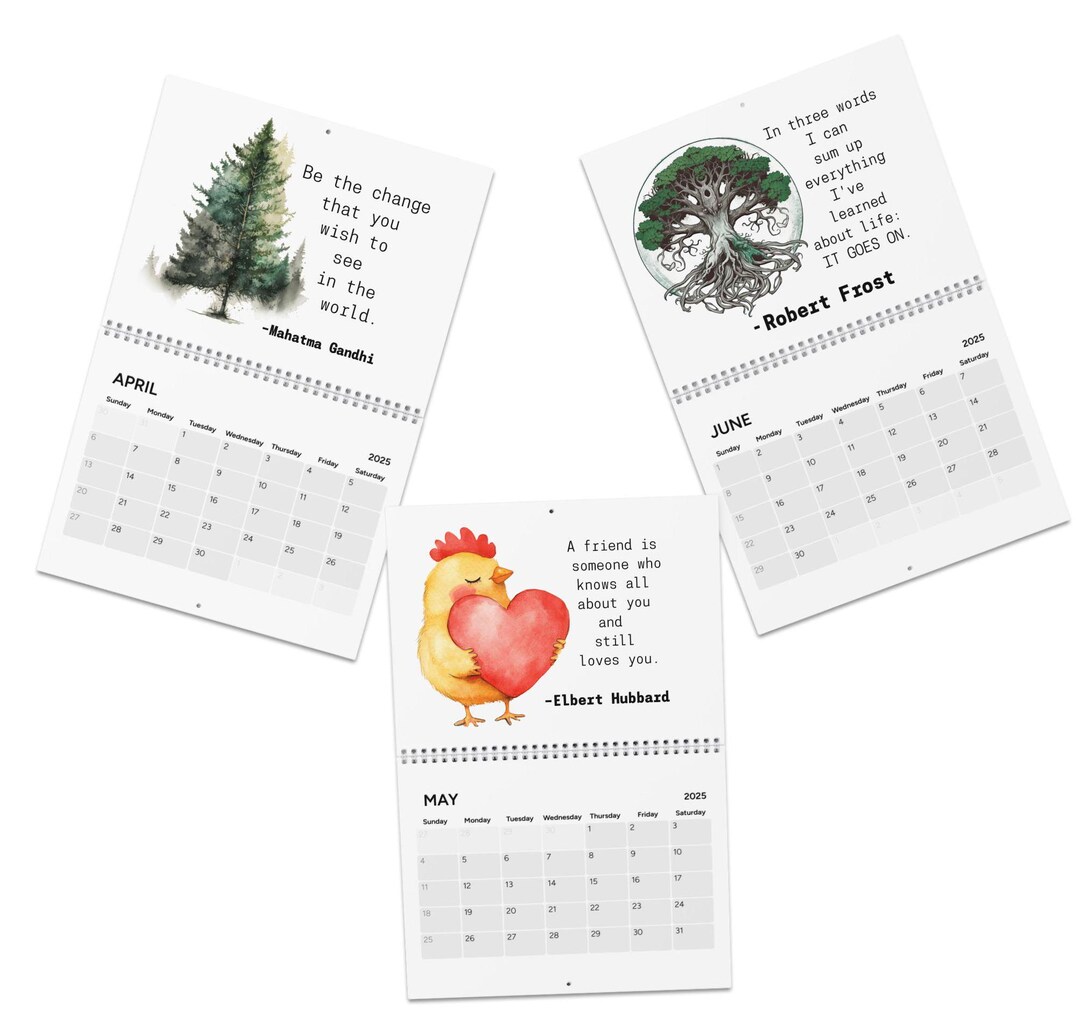 2025 Calendar Wall, Famous Quotes, Monthly Planner, Office , Gift for ...