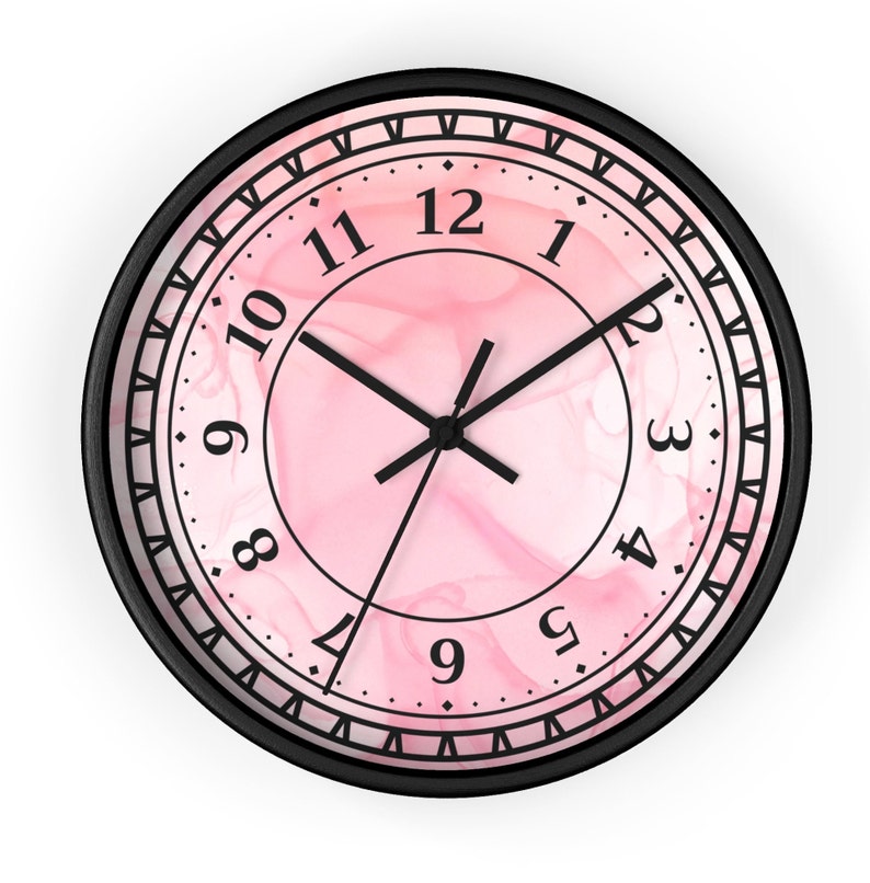 Unique Pink Marble Like Inspired Wall Clock is a Great Battery Operated ...