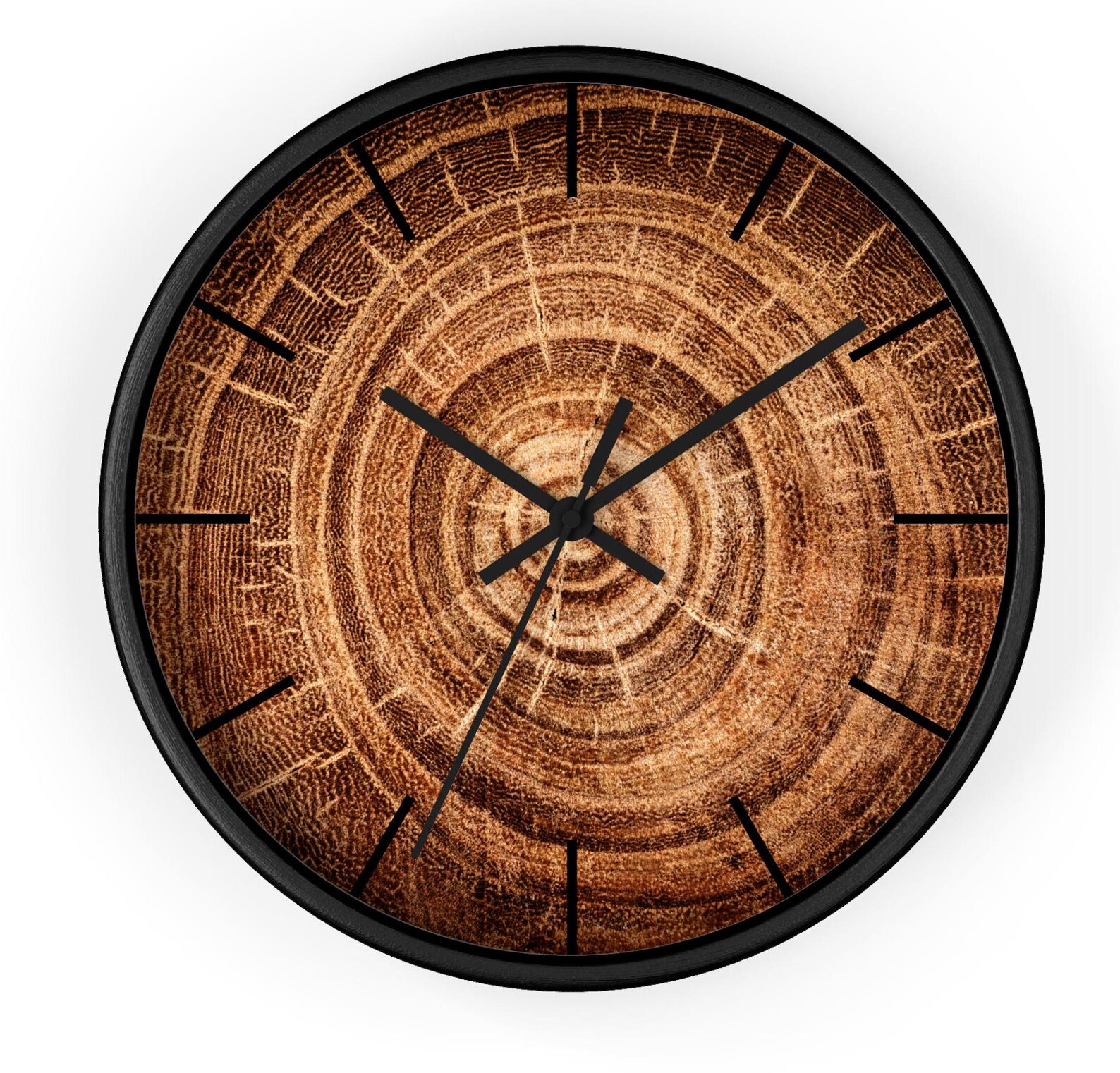Clock Wood Grain Wall Clock 10 Inch Round Battery Silent Operation ...