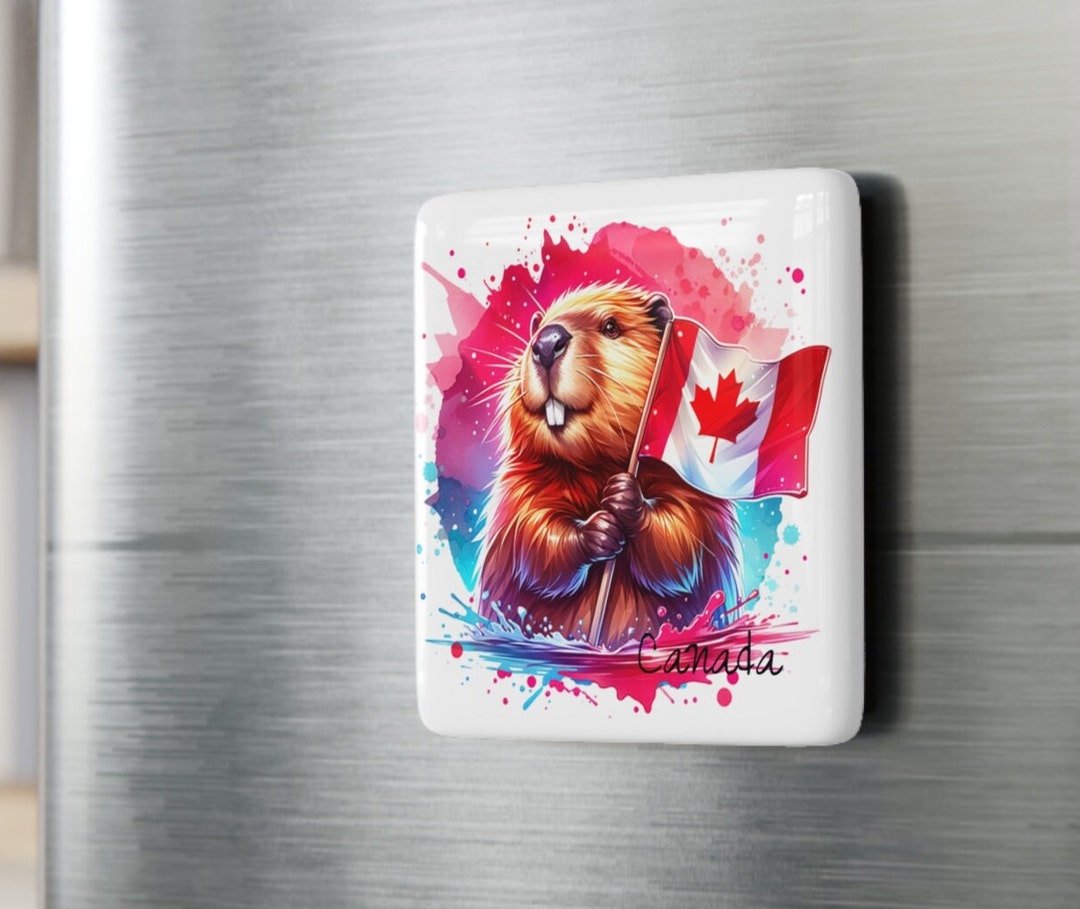Magnet Porcelain Canada Beaver Flag Fridge Magnet , Square - Etsy