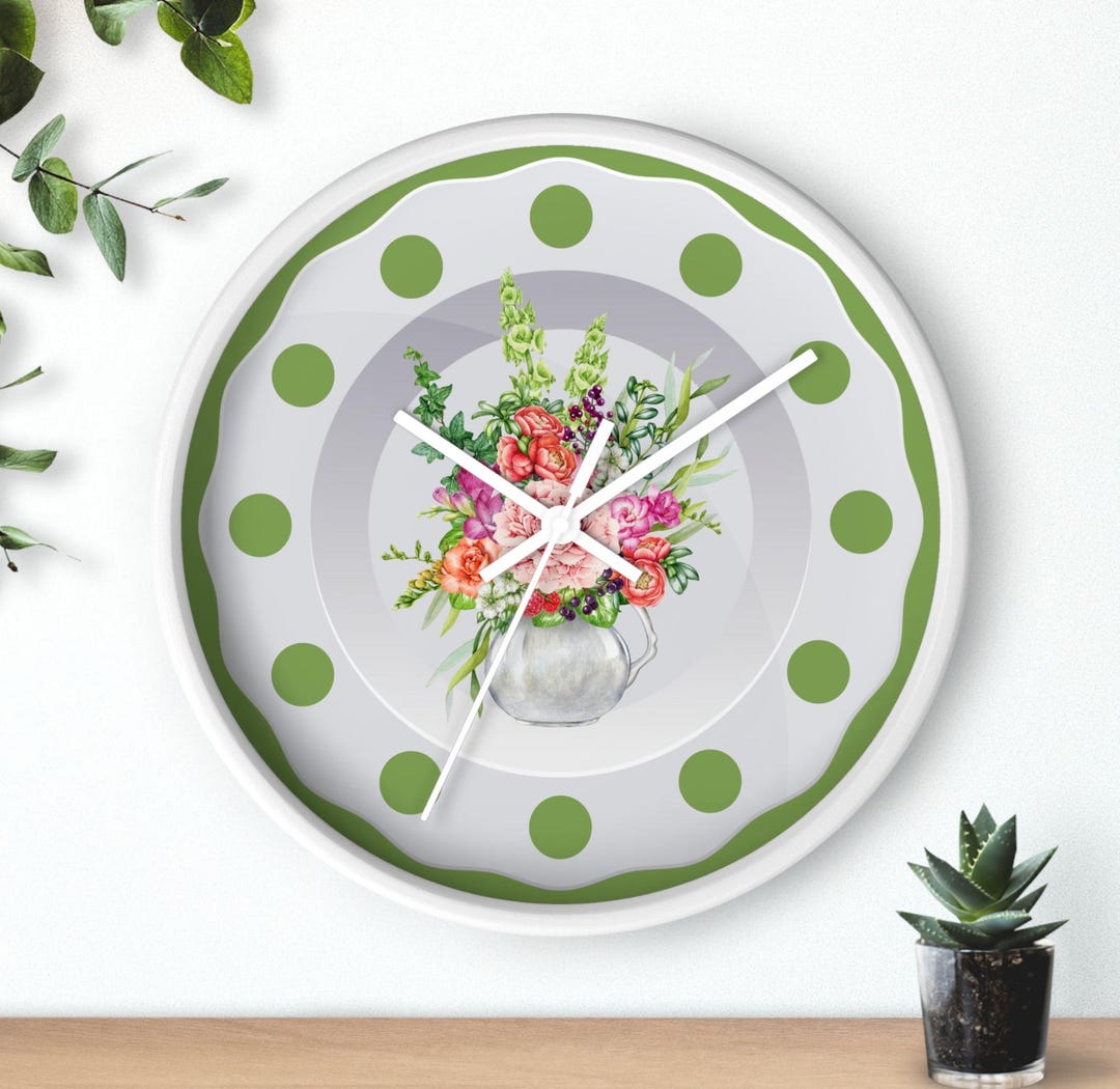 Sage Green Wall Clock, 10 Inch Round Battery Operated Clock Would Look ...