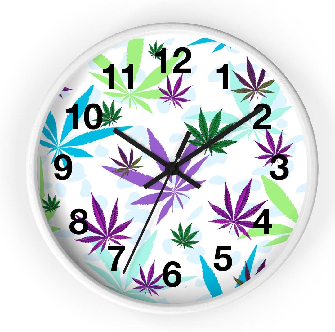 Weed Cannabis Pot Wall Clock 10 Inch Battery Silent Wall Clock Great ...