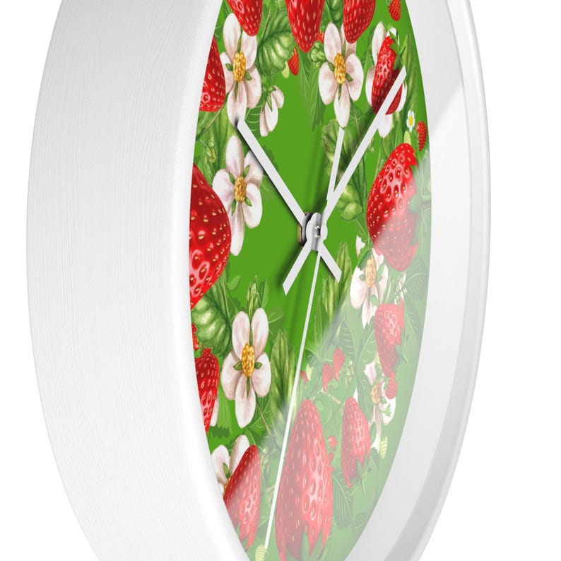Strawberry Wall Clock 10 Inch 25 Cm Round Hanging Wall Clock Battery ...