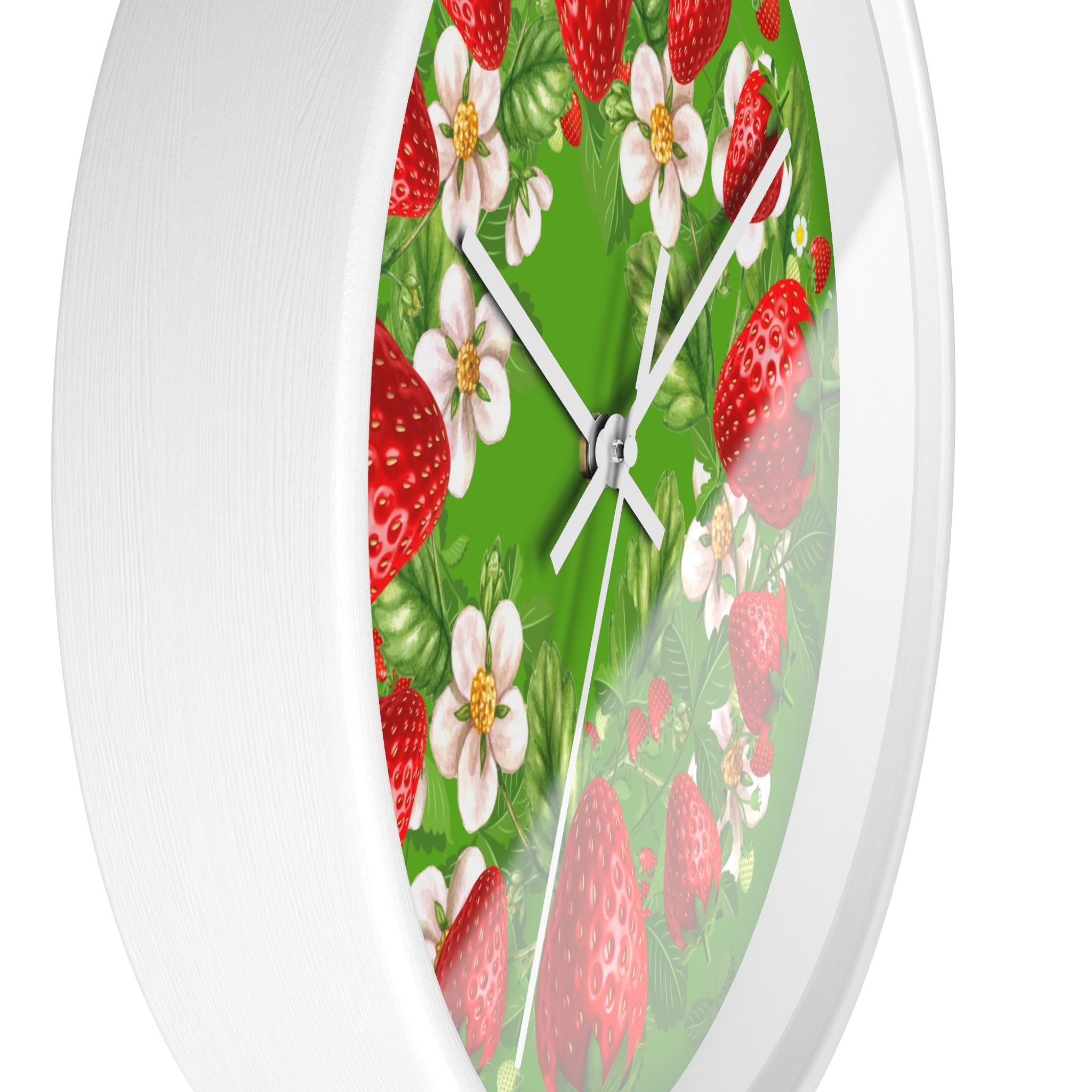Strawberry Wall Clock 10 Inch 25 Cm Round Hanging Wall Clock Battery ...