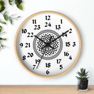 Celtic 24 Hour Wall Clock 10 Inch Round Silent Ticking Battery Hanging ...