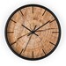 Wood Neutral With Black Wall Clock 10 Inch Round Battery Operated Clock ...