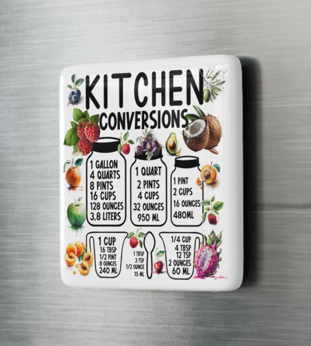 Kitchen Conversions Fridge Magnet Square 2 Inch Size Porcelain ...