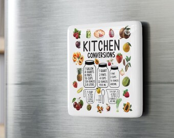 Kitchen Measurement Conversion Chart M Refrigerator Magnet, Measure ...