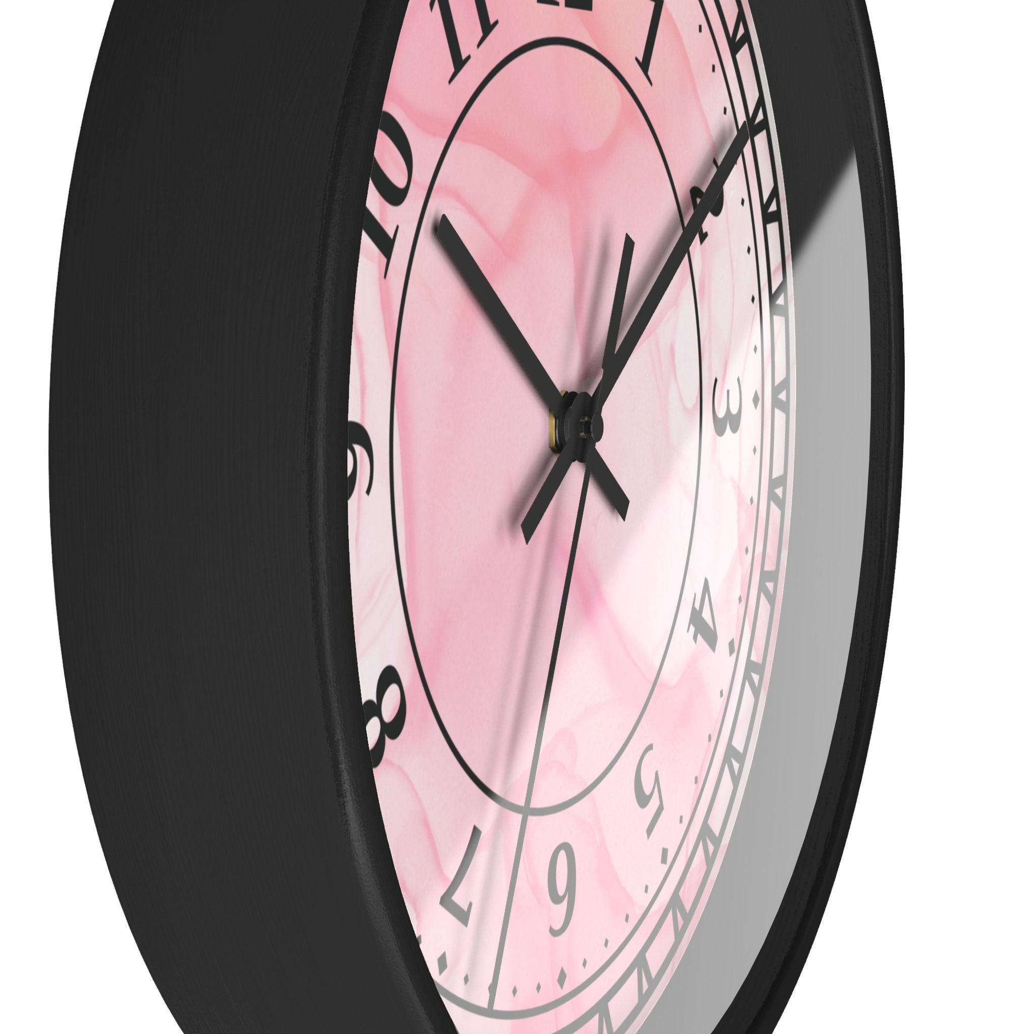 Unique Pink Marble Like Inspired Wall Clock is a Great Battery Operated ...