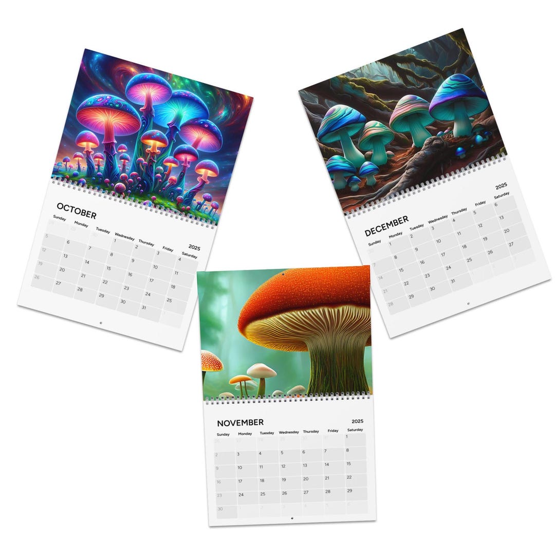 2025 Calendar, Mushroom Wall Calender, Yearly Planner, Office Decor ...
