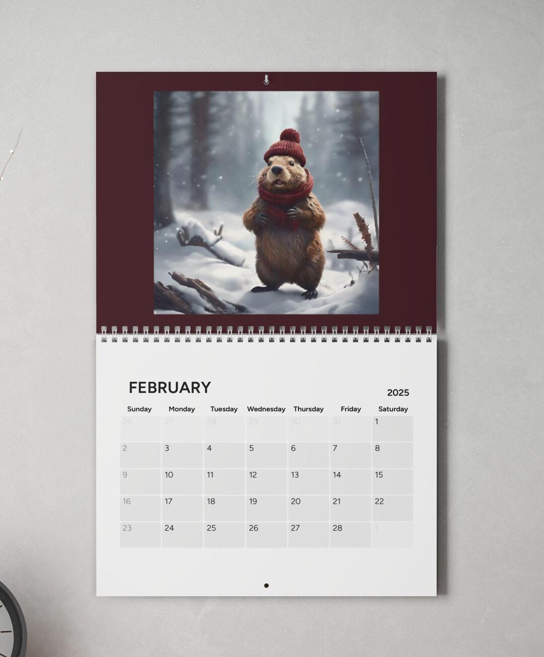 2025 Calendar Beaver, Animal Lover Wall Planner Organizer Schedule ...
