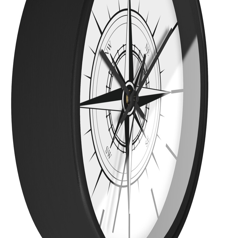 Minimalistic Nautical Themed Black and White Wall Clock Great Battery ...