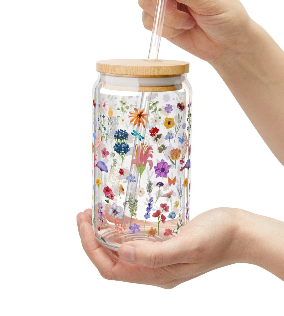 Wildflowers and Butterflies Sipper Glass, 16oz - Etsy