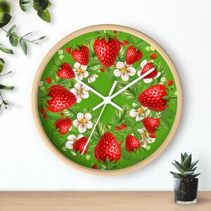 Strawberry Wall Clock 10 Inch 25 Cm Round Hanging Wall Clock Battery ...