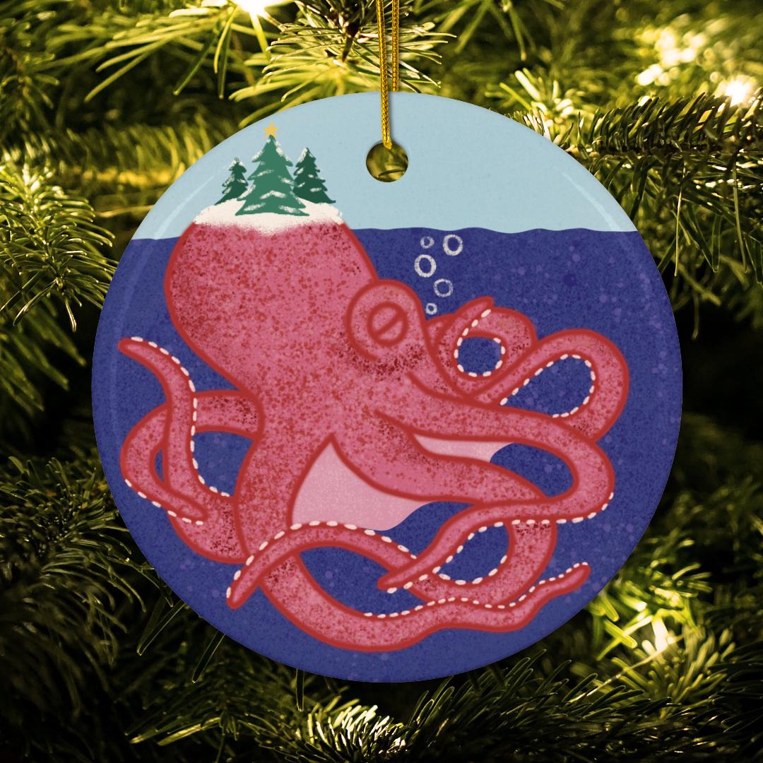 Kraken Christmas Ornament Round Ceramic Christmas Ornament - Etsy