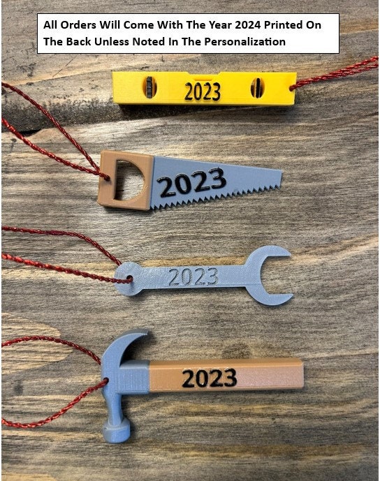 2024 Handcrafted Tool Christmas Ornaments Wrench Saw Level hammer ...