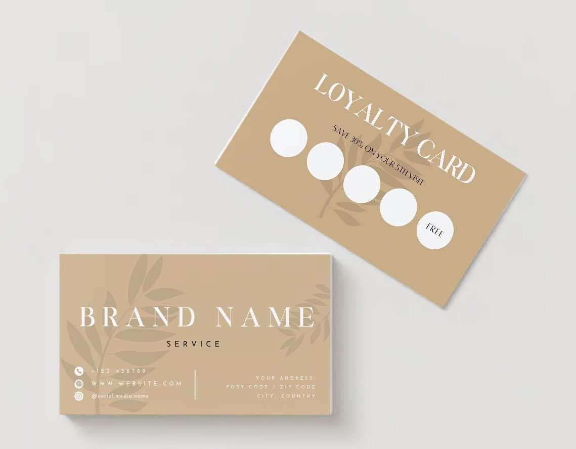 Loyalty Card Template, Editable, Customer Reward Card, Minimal Design ...