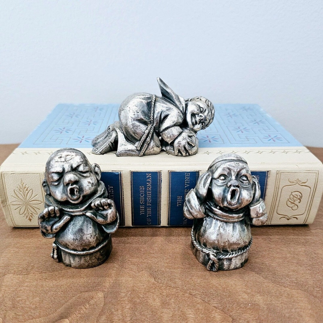Vintage Peltro Set of 3 Pewter Monk Figurines Paperweights Made in ...