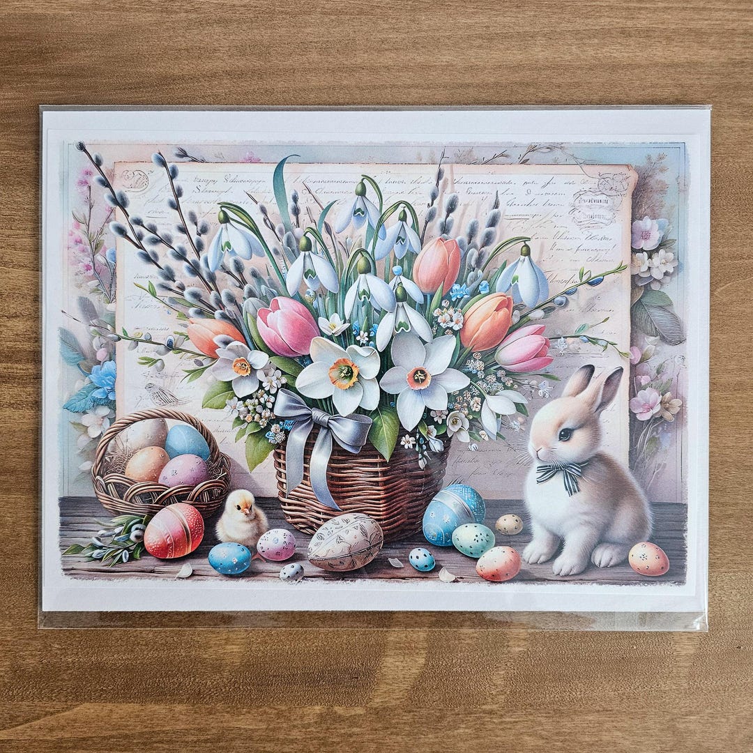 Decoupage Rice Paper A4, Spring Flowers, Snowdrops, Bunny Rabbit ...