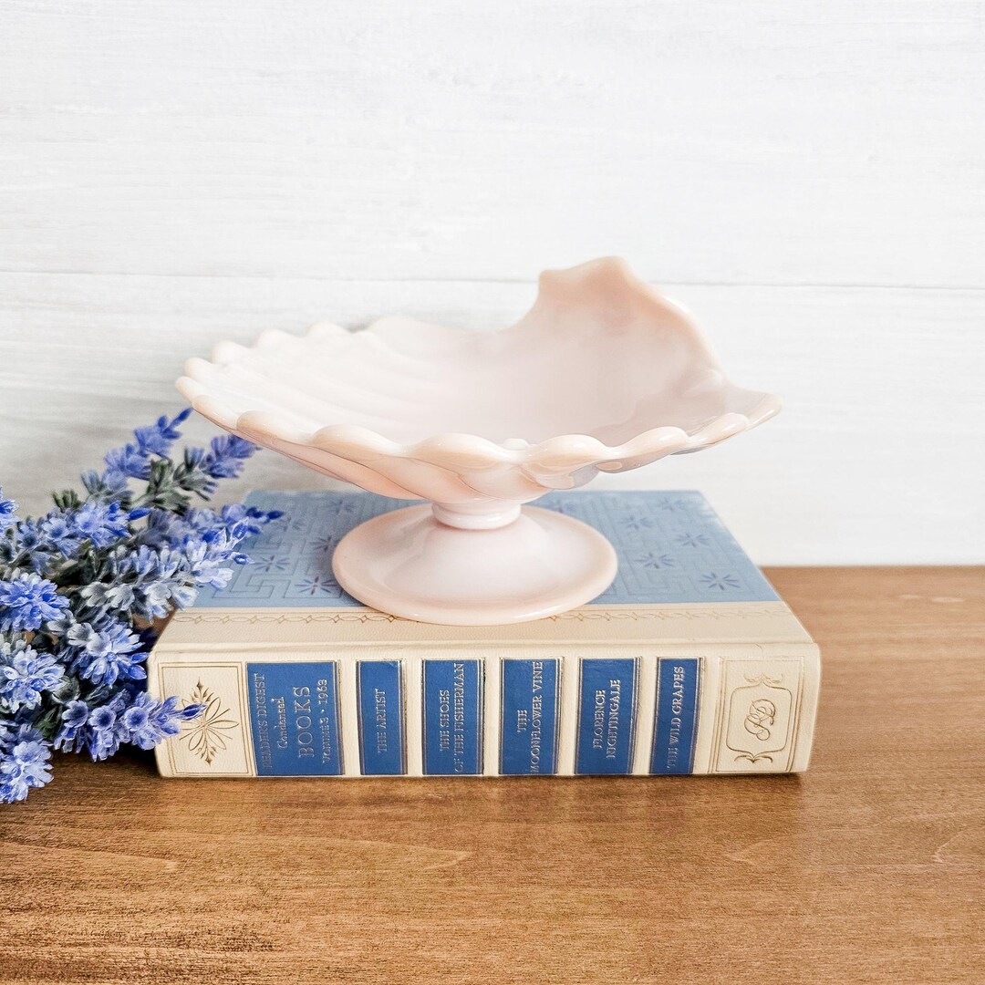 Cambridge Shell Shape Footed Bowl Crown Tuscan Pink Milk Glass Vintage - Etsy