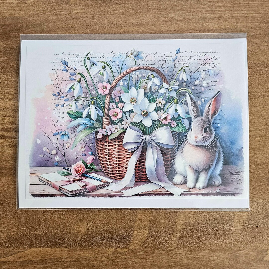 Spring Flowers Bunny Rabbit A4 Rice Paper: Easter Decor - Etsy
