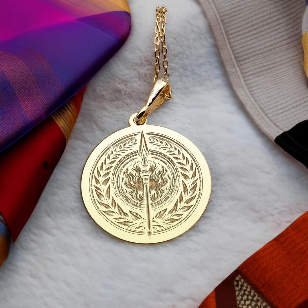 14K Gold Arrow Engraved Necklace: Handmade Norse Viking Pendant - Etsy