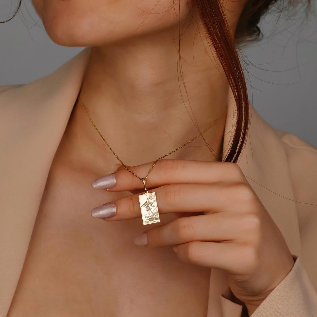 Handmade 14K Gold the Fool Tarot Card Necklace: Celestial Jewelry - Etsy