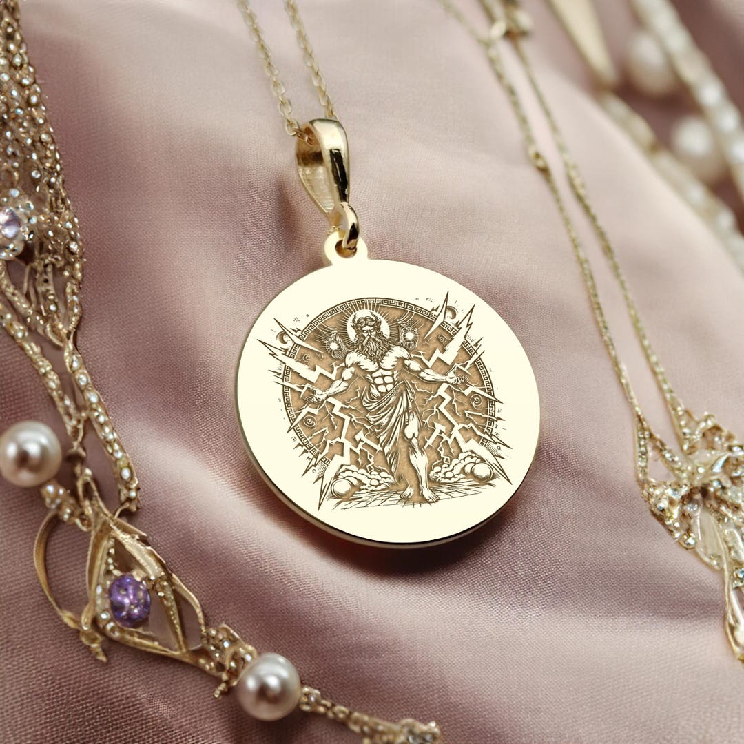 14K Gold Zeus Necklace: Handmade Greek Mythology Pendant - Etsy