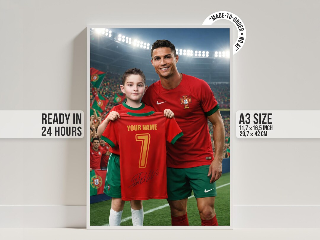 Custom Soccer Ronaldo Poster for Kids | Personalized Name & Number ...