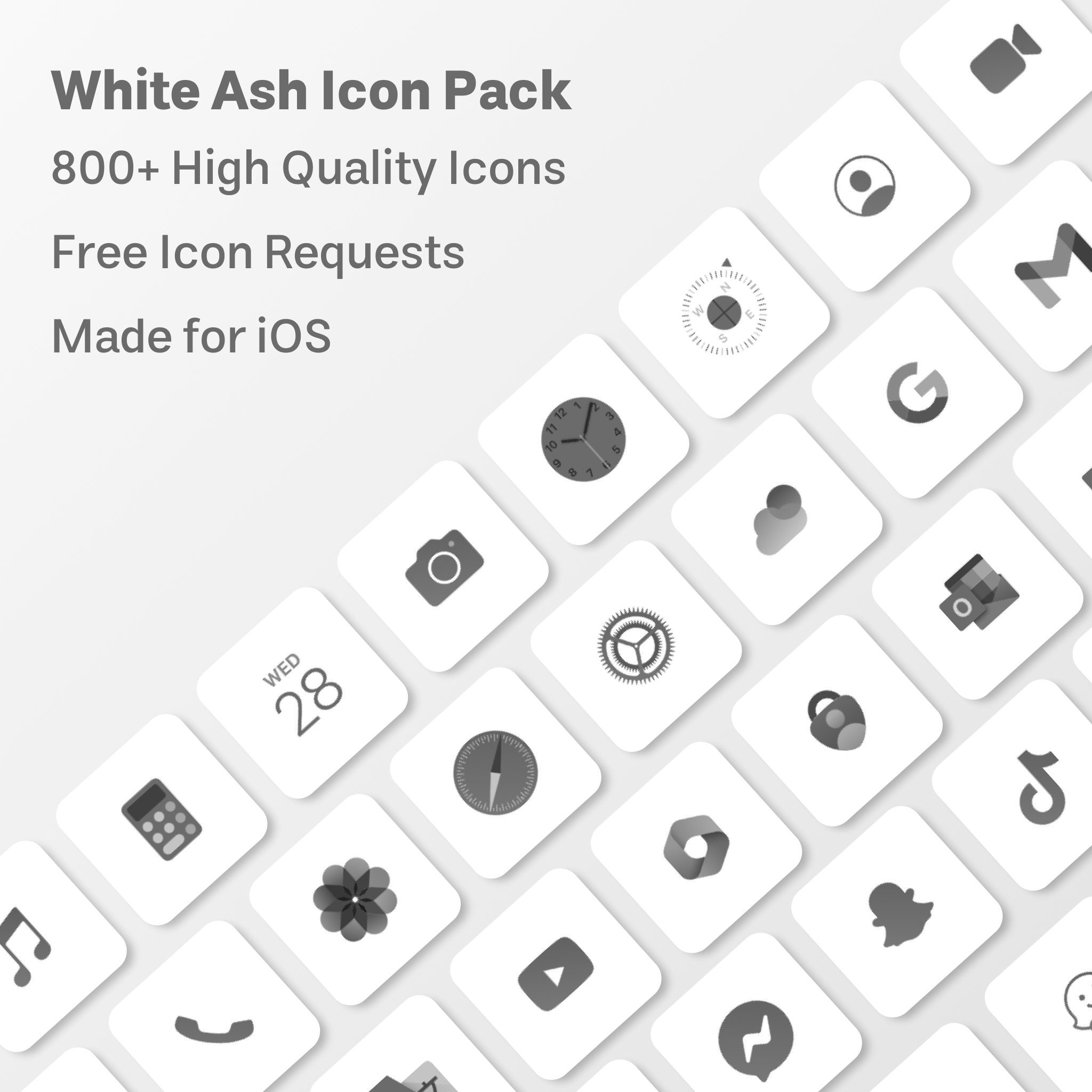 White Ash Icon Pack – Includes 800+ Icons and Free Custom App Icon ...