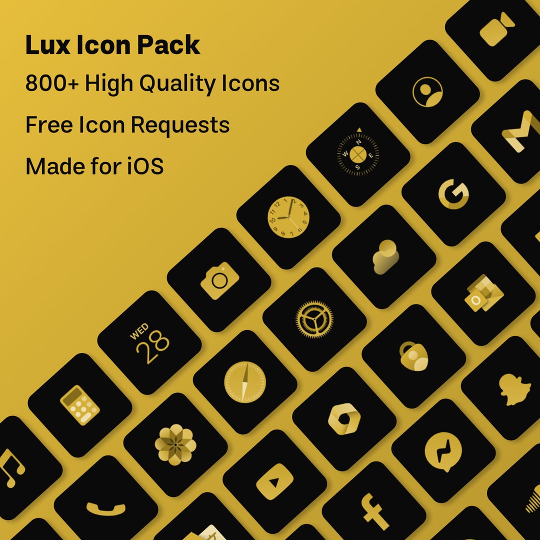Lux (gold & Black) Icon Pack – Includes 800+ Icons and Free Custom App ...