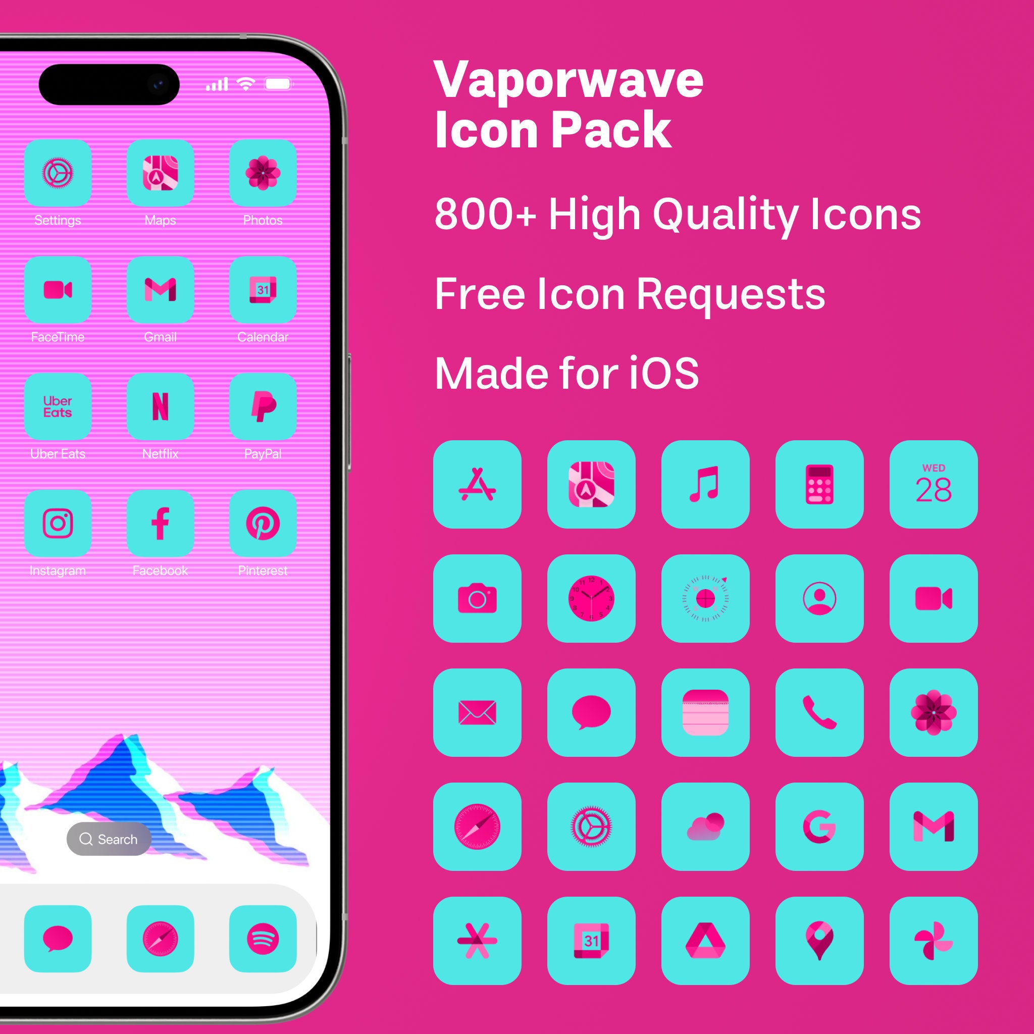 Vaporwave Icon Pack Includes 800 Icons and Free Custom App Icon ...