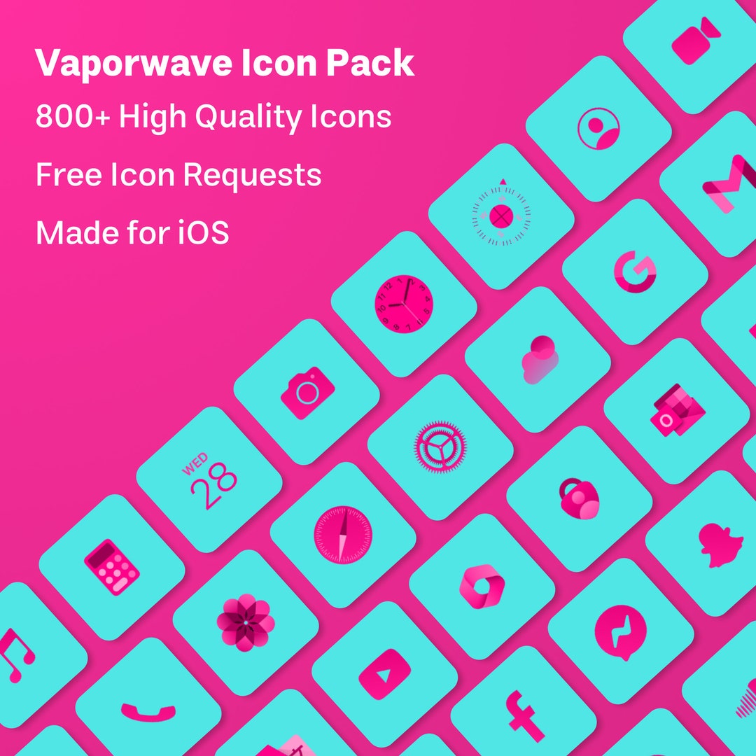 Vaporwave Icon Pack – Includes 800+ Icons and Free Custom App Icon ...