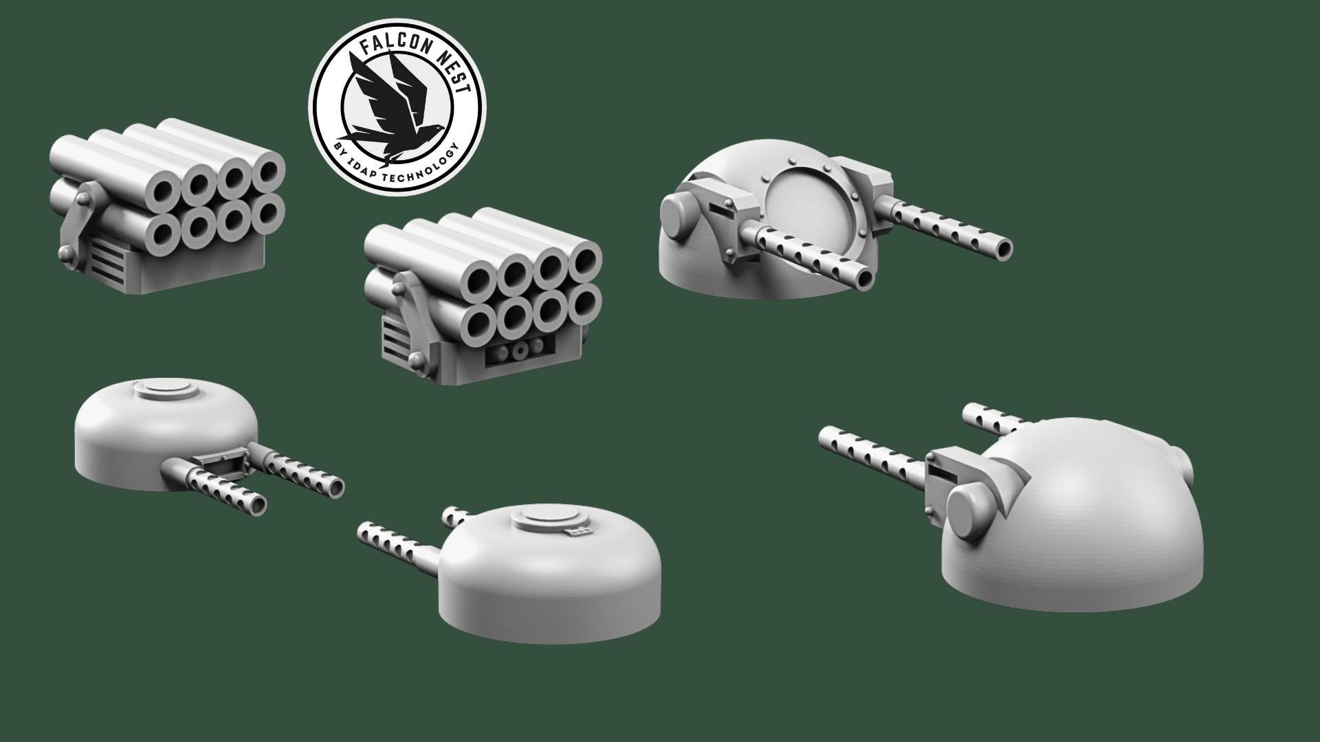 Turret Set 1 - Green Miniatures Real Edge Cyberpunk Models Shadowrun ...
