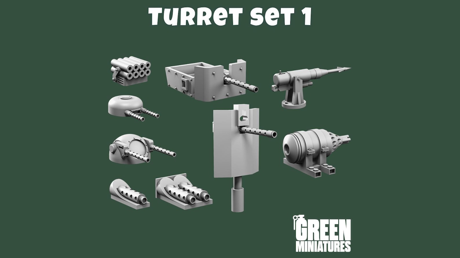 Turret Set 1 Green Miniatures Real Edge Cyberpunk Models Shadowrun RPG ...