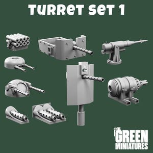 Turret Set 1 Green Miniatures Real Edge Cyberpunk Models Shadowrun RPG ...
