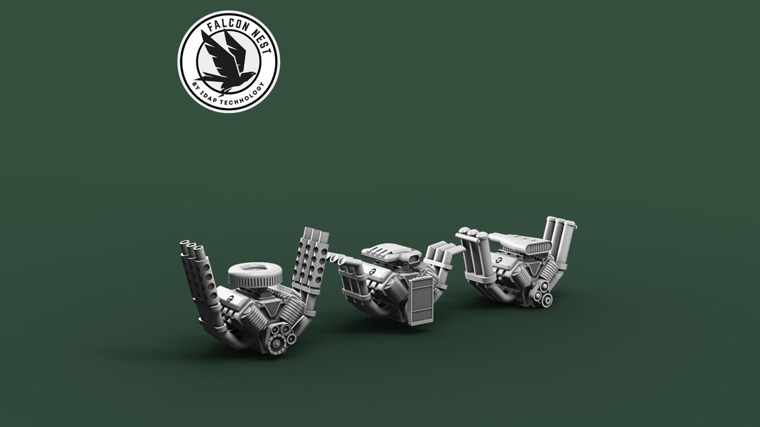Muliti Parts Set - Car Engine II Green Miniatures Real Edge Cyberpunk ...