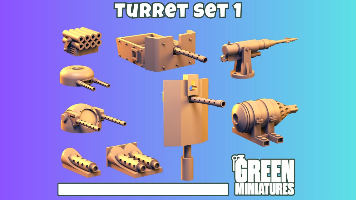 Turret Set 1 Green Miniatures Real Edge Cyberpunk Models Shadowrun RPG ...