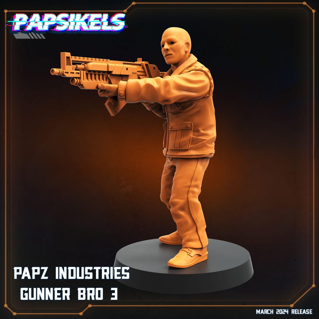 PAPZ Industries Gunner Bro #3 - Cyberpunk Combat Miniature for Tabletop ...